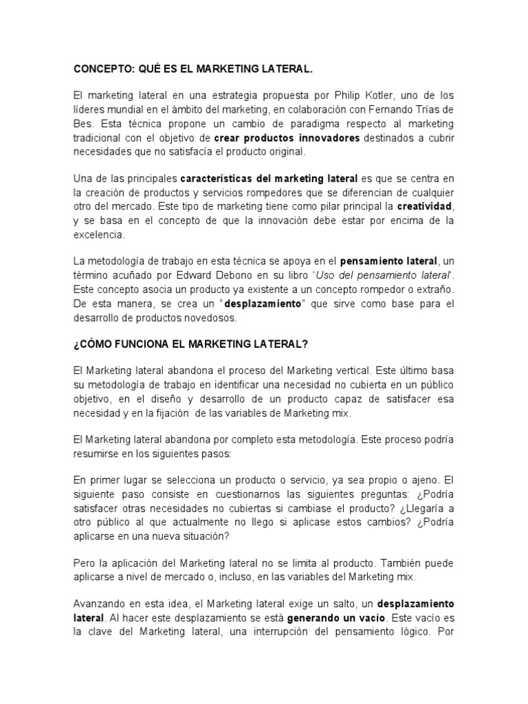 Marketing Lateral | PDF | Producto (Negocio) | Marketing