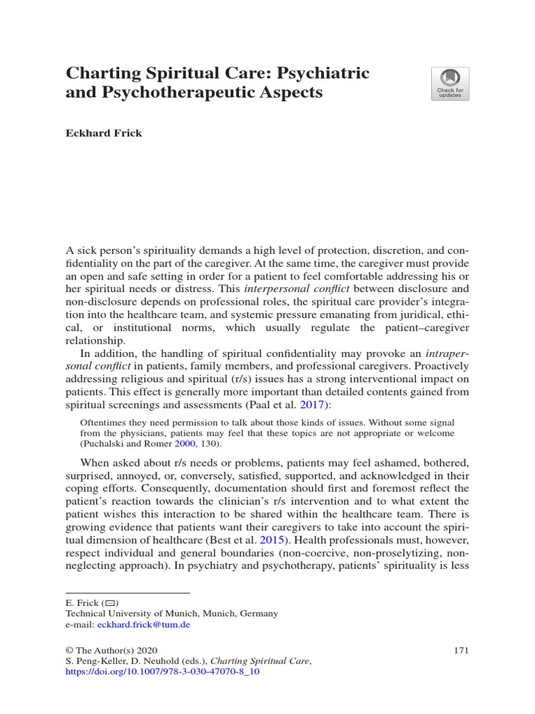 Charting Spiritual Care: Psychiatric and Psychotherapeutic Aspects ...