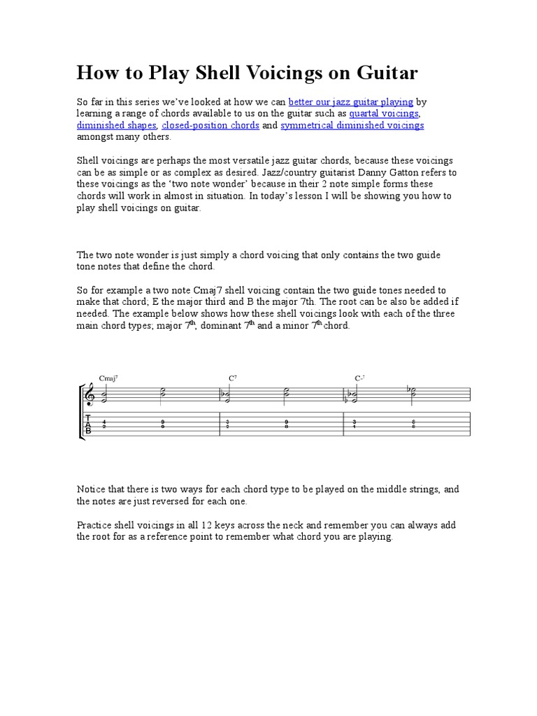How To Play Shell Voicings On Guitar | PDF | Chord (Music) | Guitars