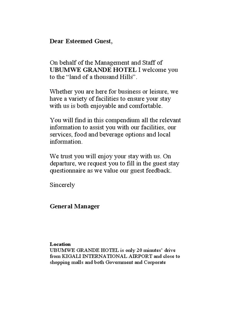 Guest Information Compendium | PDF | Service Industries | Business