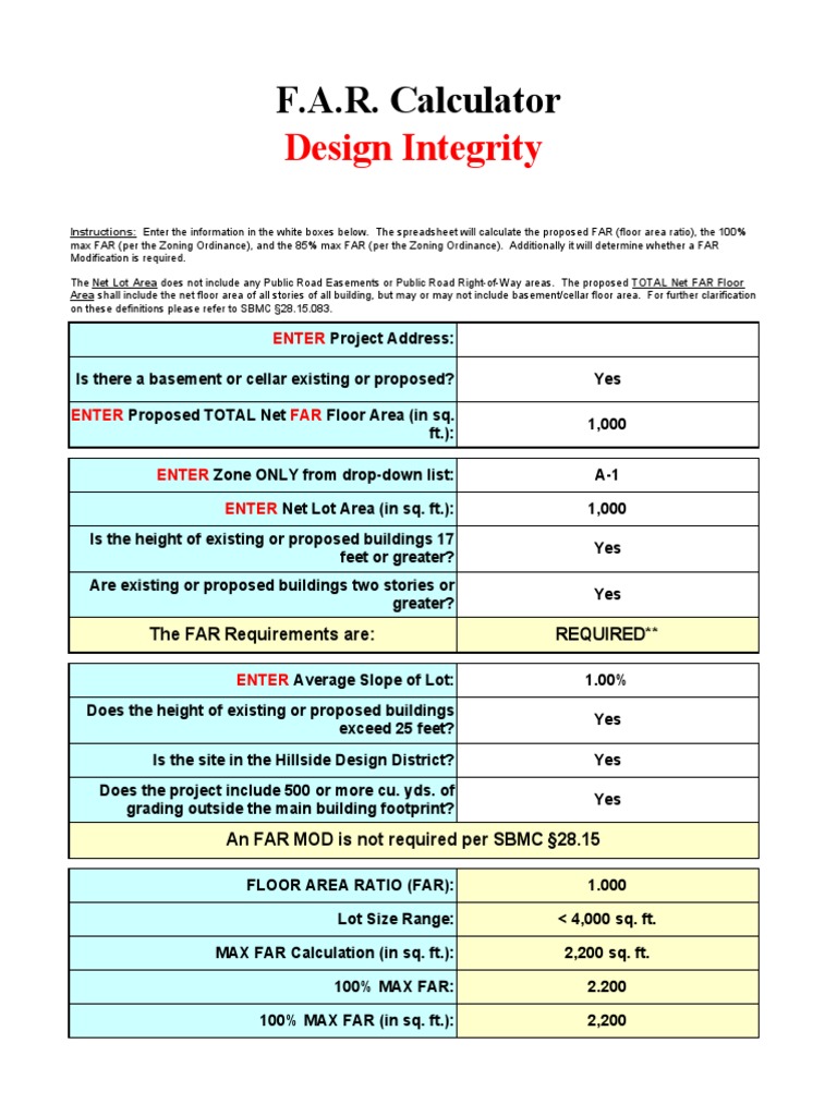FAR Calculator Determines Requirement for Modification | PDF | Basement ...