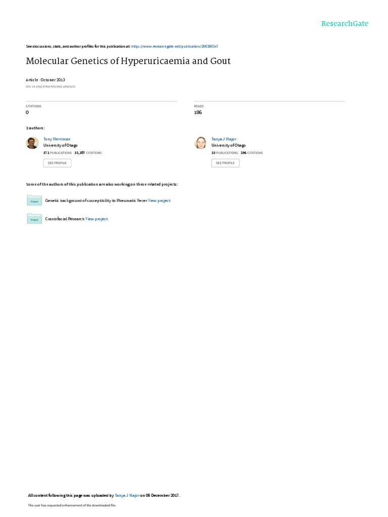 Molecular Genetics of Hyperuricaemia and Gout | PDF | Genome Wide ...