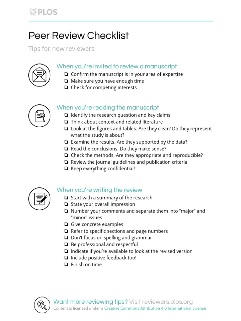 Peer Review Checklist: Tips For New Reviewers | PDF