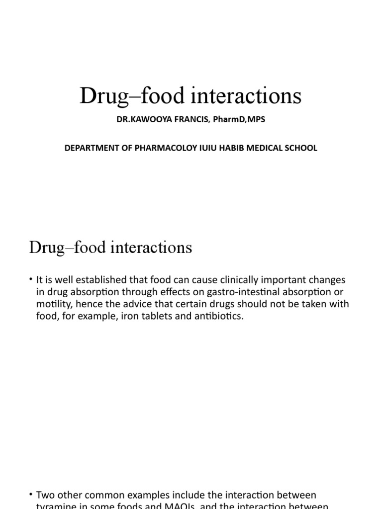 Drug-Food Interactions | PDF | Drugs | Pharmacology