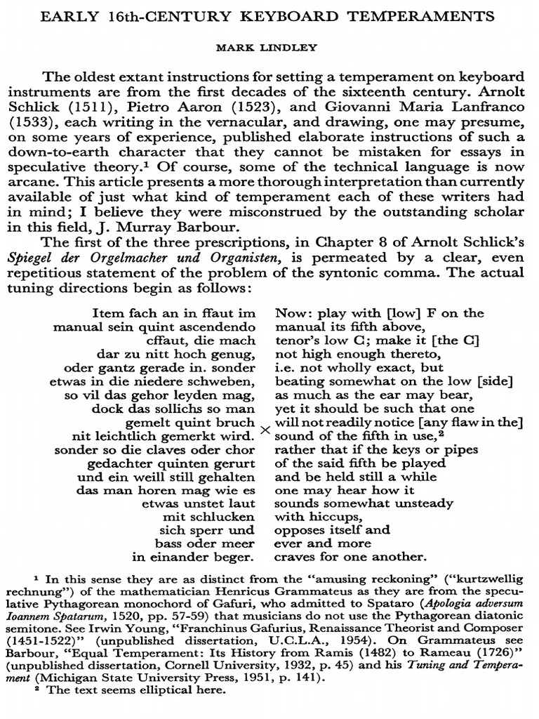 Early 16Th-Century Keyboard Temperaments | Download Free PDF | Interval ...