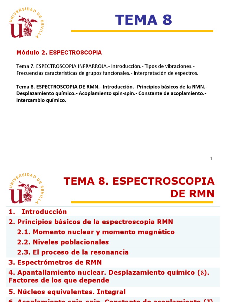 Espectroscopia de RMN: Interpretación Espectros | PDF | Resonancia ...