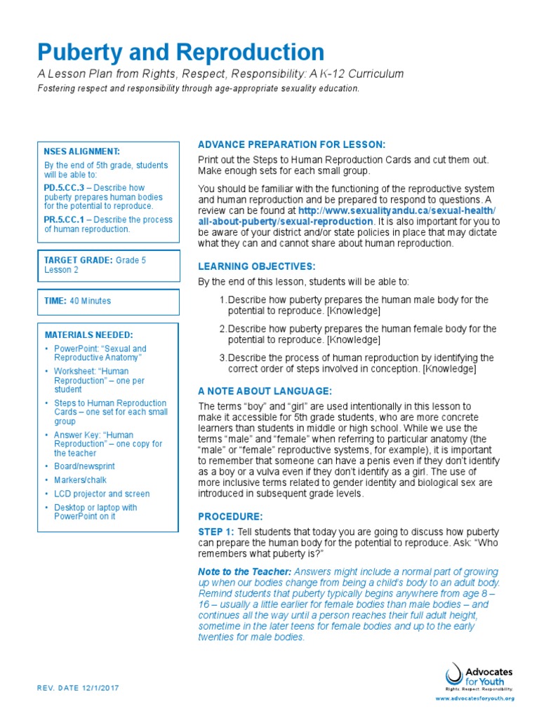 Puberty and Reproduction Explained | PDF