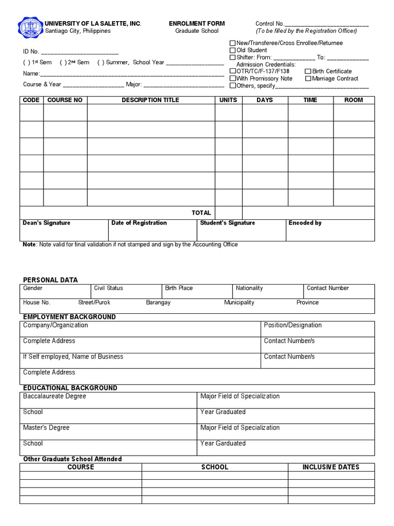 ENROLMENT FORM For FB Page | PDF