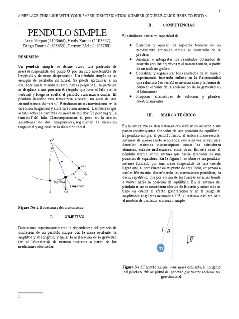 Informe Pendulo Simple | PDF | Péndulo | Oscilación