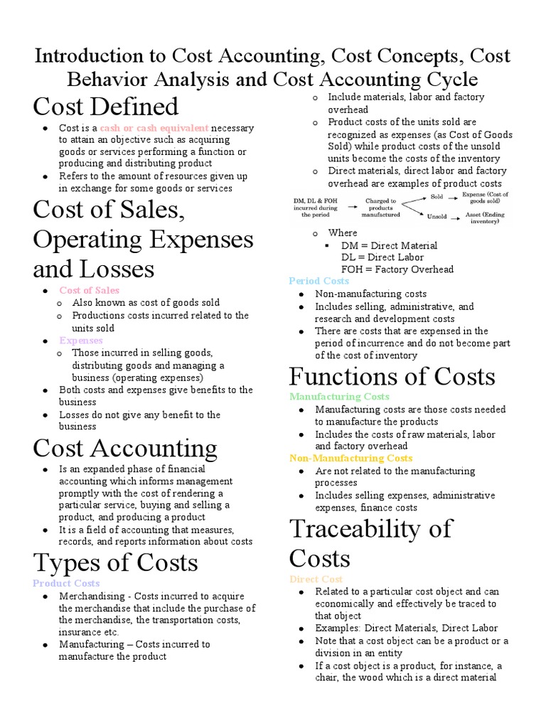 Cost Defined: Introduction To Cost Accounting, Cost Concepts, Cost ...