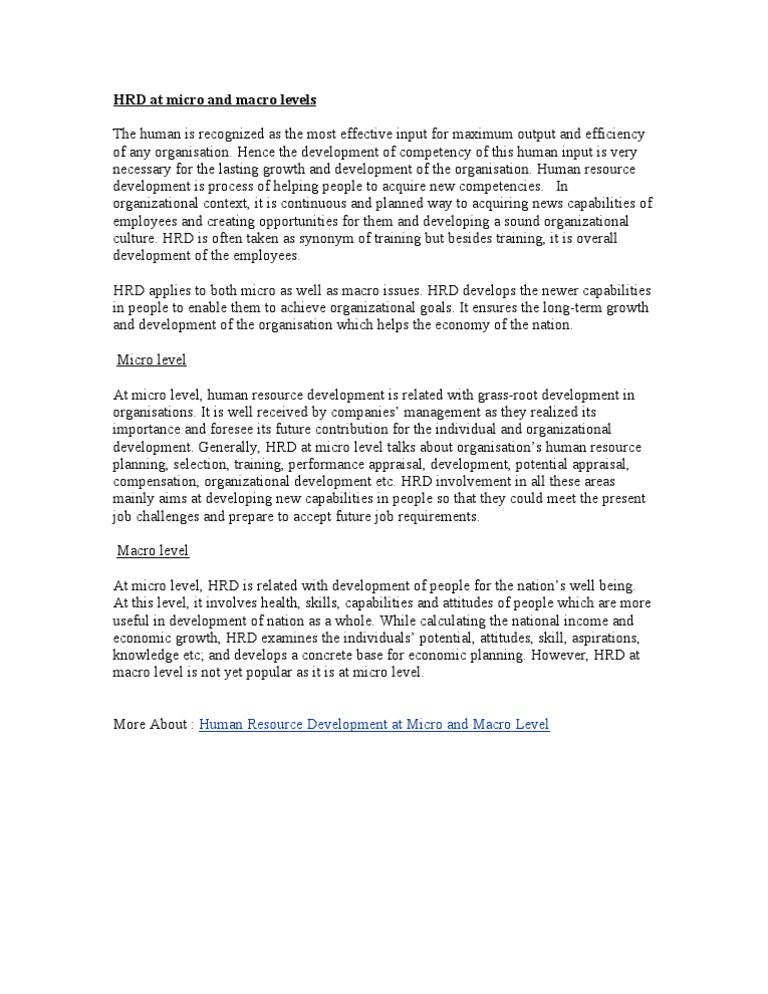 HRD at Macro Level | PDF