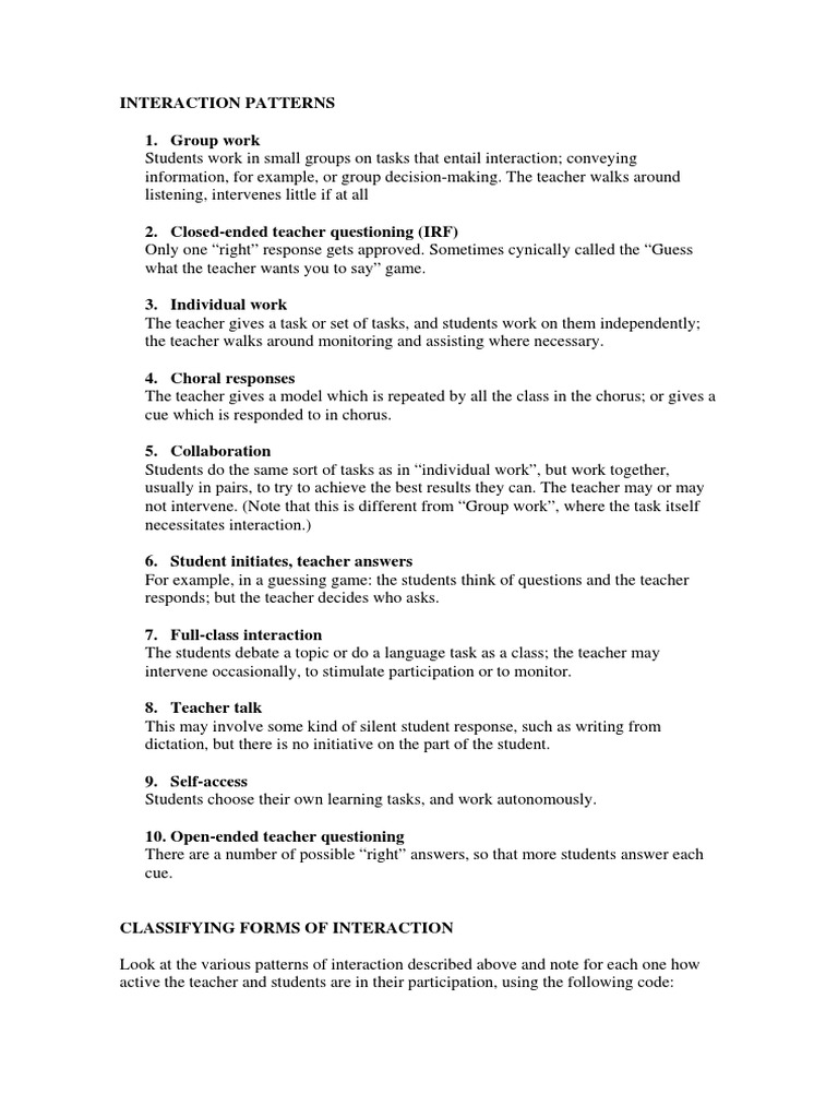 3.a1 INTERACTION PATTERNS PDF | PDF