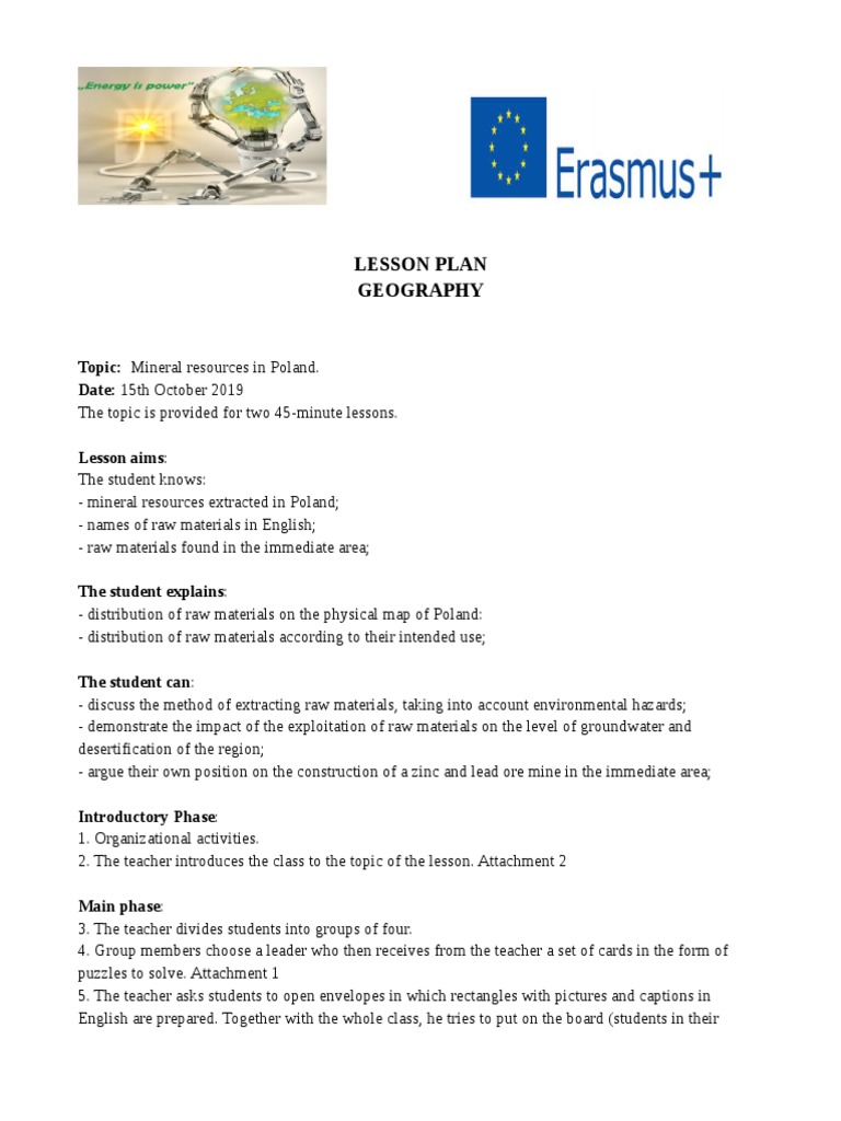 Mineral Resources - Lesson Plan Geography | PDF | Mining | Teachers
