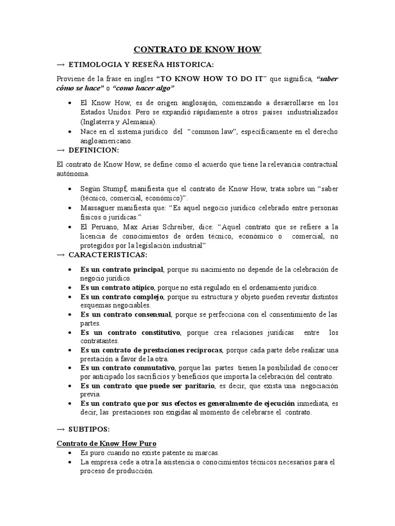 Contrato de Know How | PDF | Derecho empresarial | Instituciones sociales