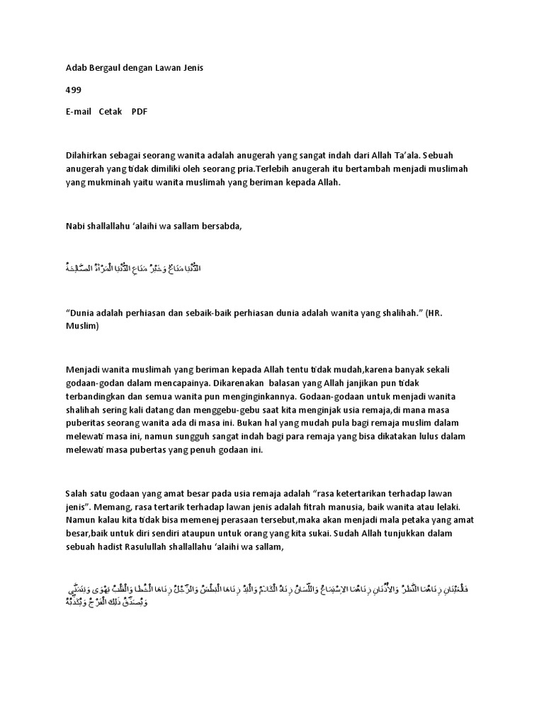 Adab Bergaul Dengan Lawan Jenis | PDF