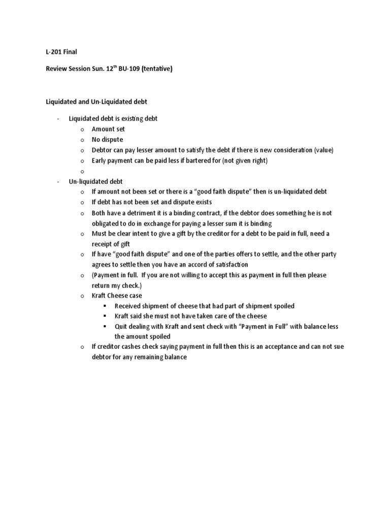 L-201 Final Review Session Sun. 12 BU-109 (Tentative) | PDF ...