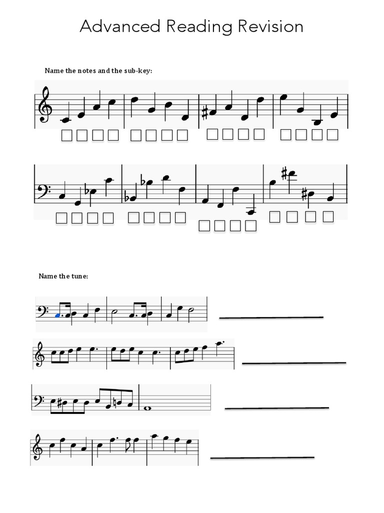 Advanced Reading Revision: Name The Notes and The Sub-Key | PDF