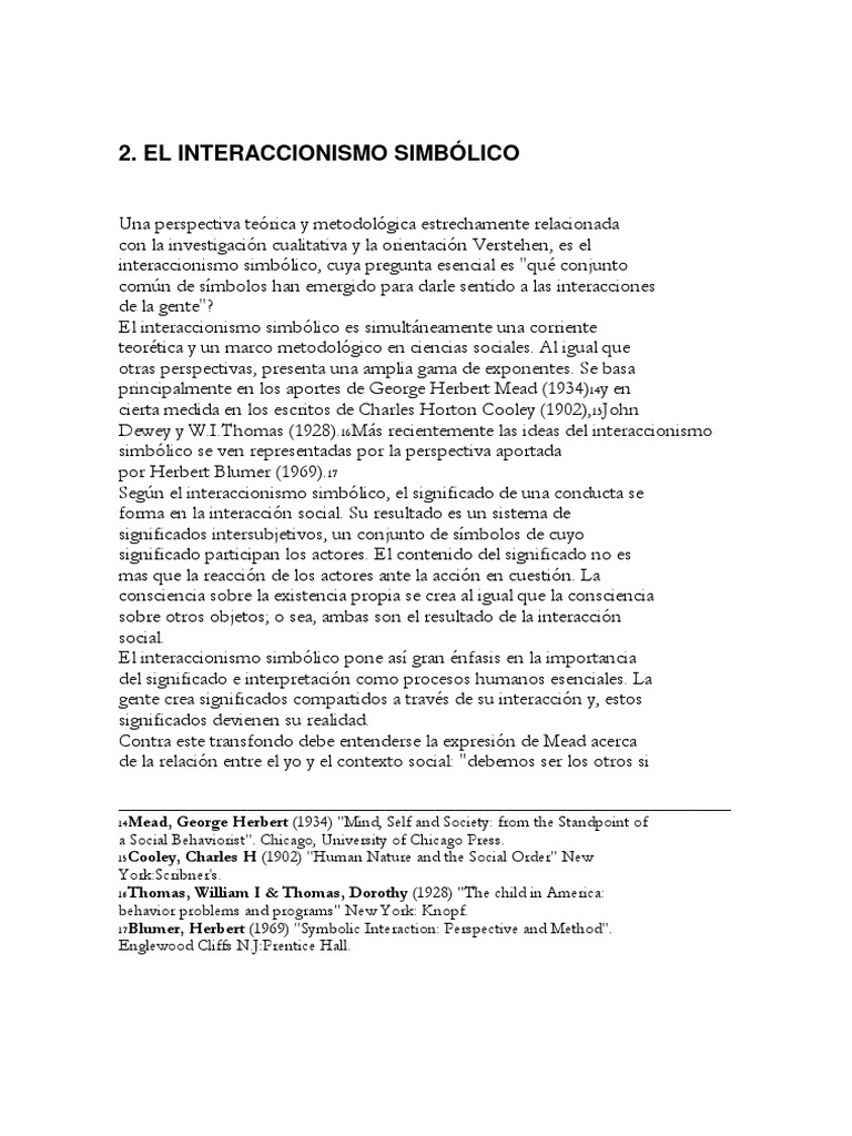El Interaccionismo Simbólico Descargado PDF | PDF | Sociedad ...