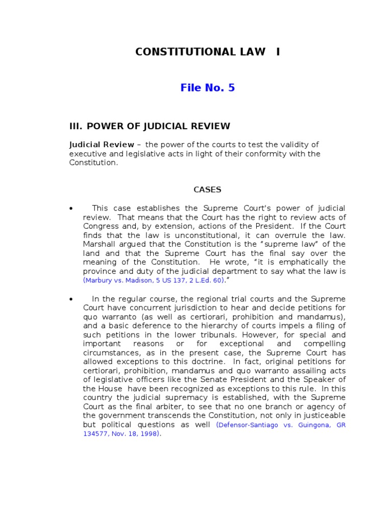 Constitutional Law I: File No. 5 | PDF | Standing (Law) | United States ...