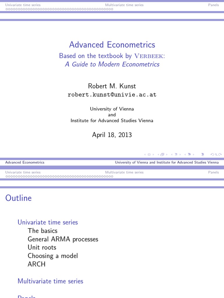 Advanced Econometrics: Based On The Textbook by Verbeek: A Guide To Modern Econometrics | PDF ...