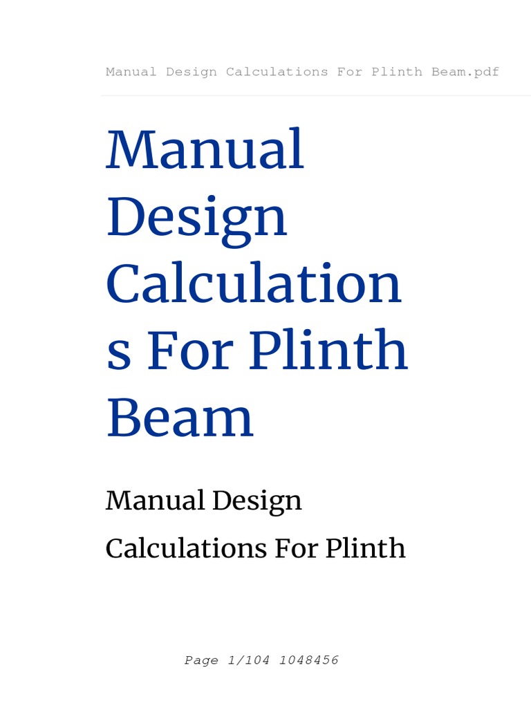 Manual Design Calculations For Plinth Beam PDF | Download Free PDF ...