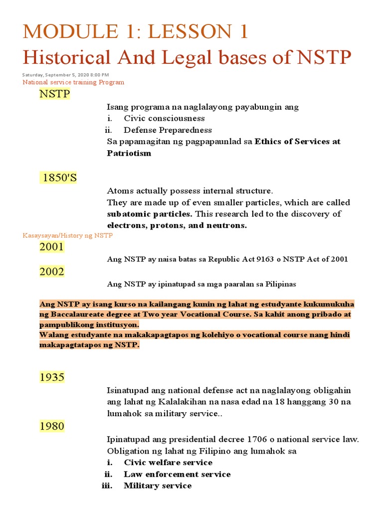 NSTP Module 1 Lesson 1 | PDF