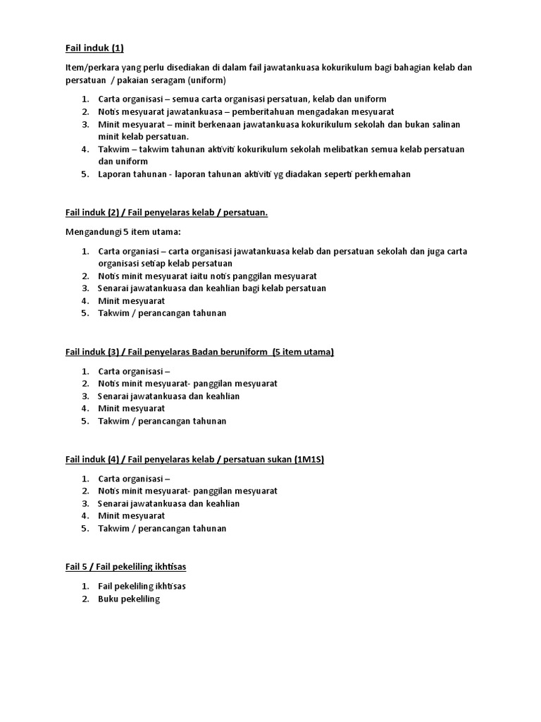 Item Dalam Fail Kokurikulum | PDF