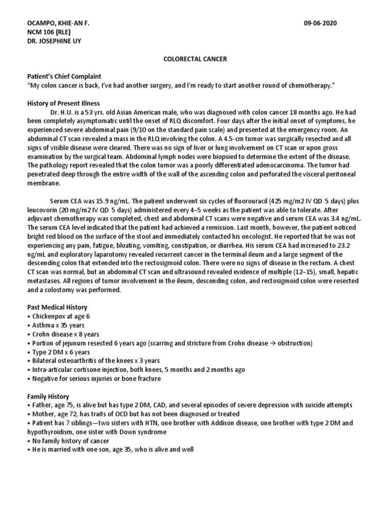 Case Analysis Colorectal Cancer | PDF | Colorectal Cancer | Cancer