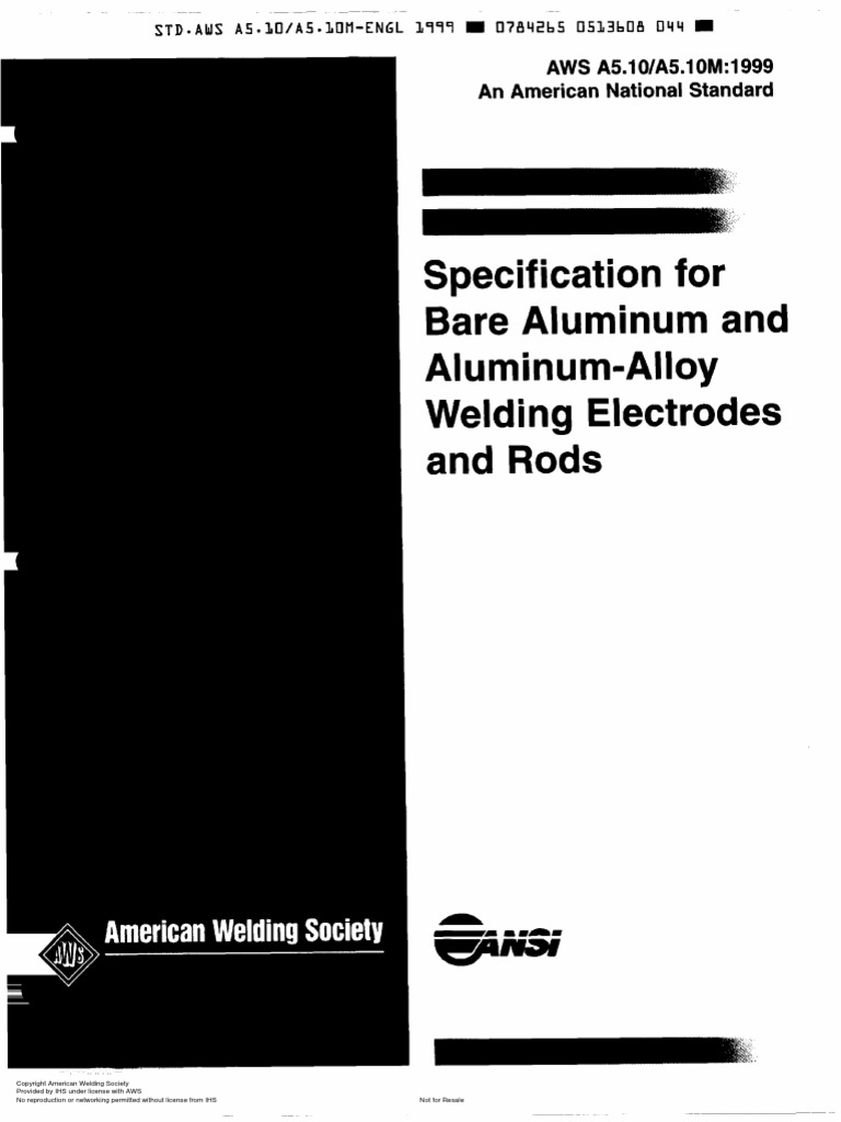 AWS A5.10 Specification For Bare Aluminum and Aluminum Alloy Welding ...