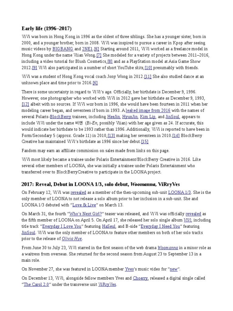 ViVi's Early Life, Training, Solo Debut, and Debut with LOONA: A ...