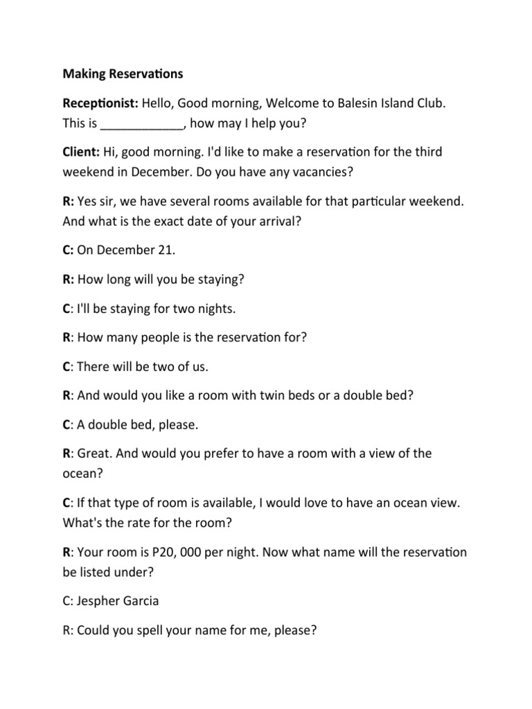 Front Office Script | PDF | Hospitality Industry | Service Industries