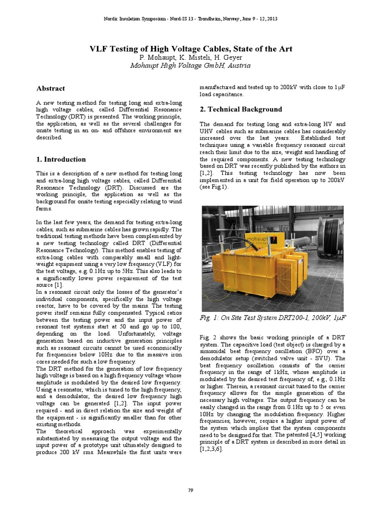 VLF Testing of High Voltage Cables State of The Ar | PDF | Offshore ...