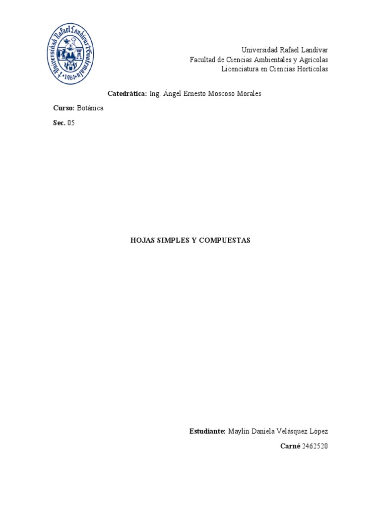 Hojas Simples y Compuestas | PDF | Hoja | Arboles