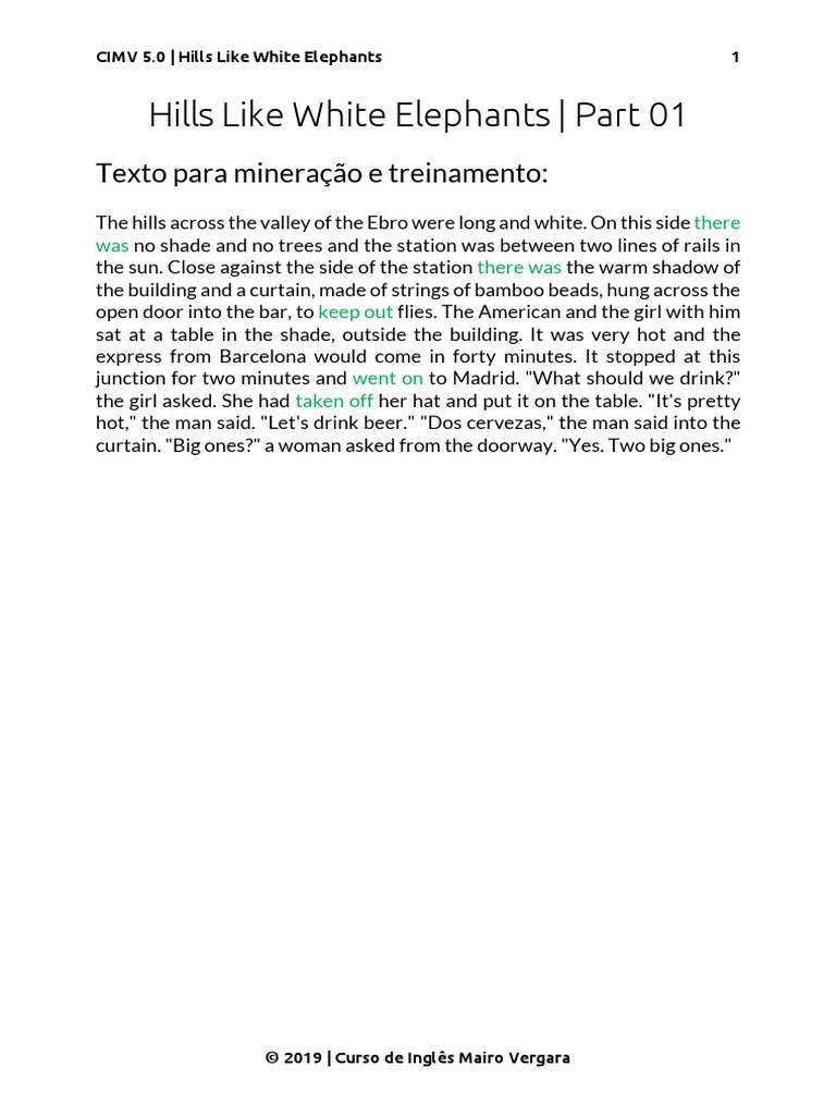 PDF Hills Like White Elephants 01 | PDF | Foreign Language Studies