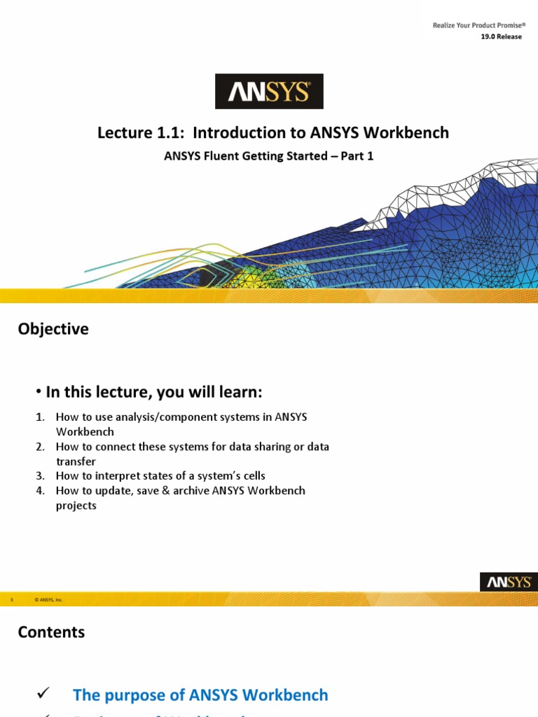 Lecture 1.1: Introduction To ANSYS Workbench: ANSYS Fluent Getting Started - Part 1 | PDF ...