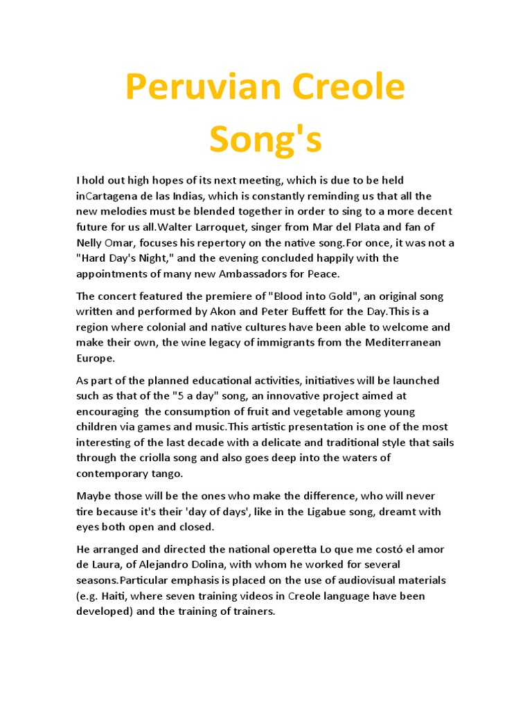 Peruvian Creole Song | PDF