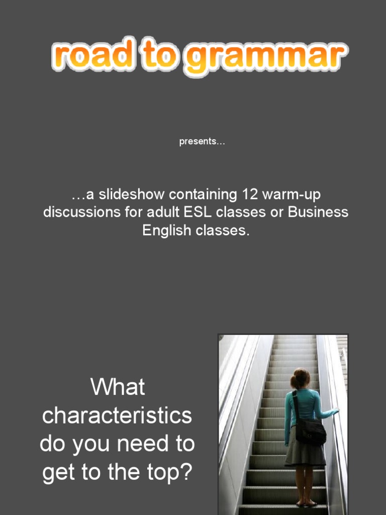 A Slideshow Containing 12 Warm-Up Discussions For Adult ESL Classes or ...