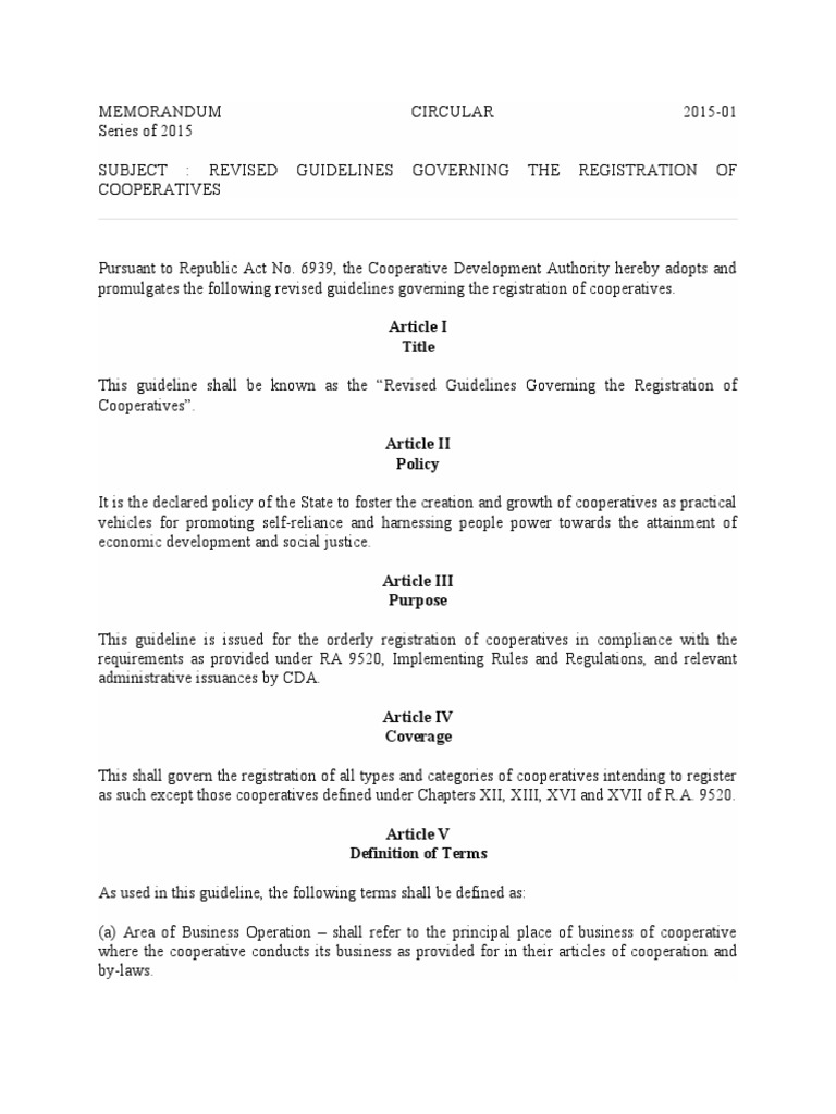 Guidelines for Cooperative Registration | PDF | Cooperative ...