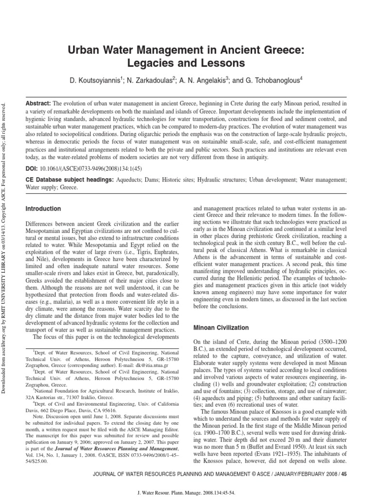 Urban Water Managment in Ancient Greece - Legacies and Lessons PDF ...