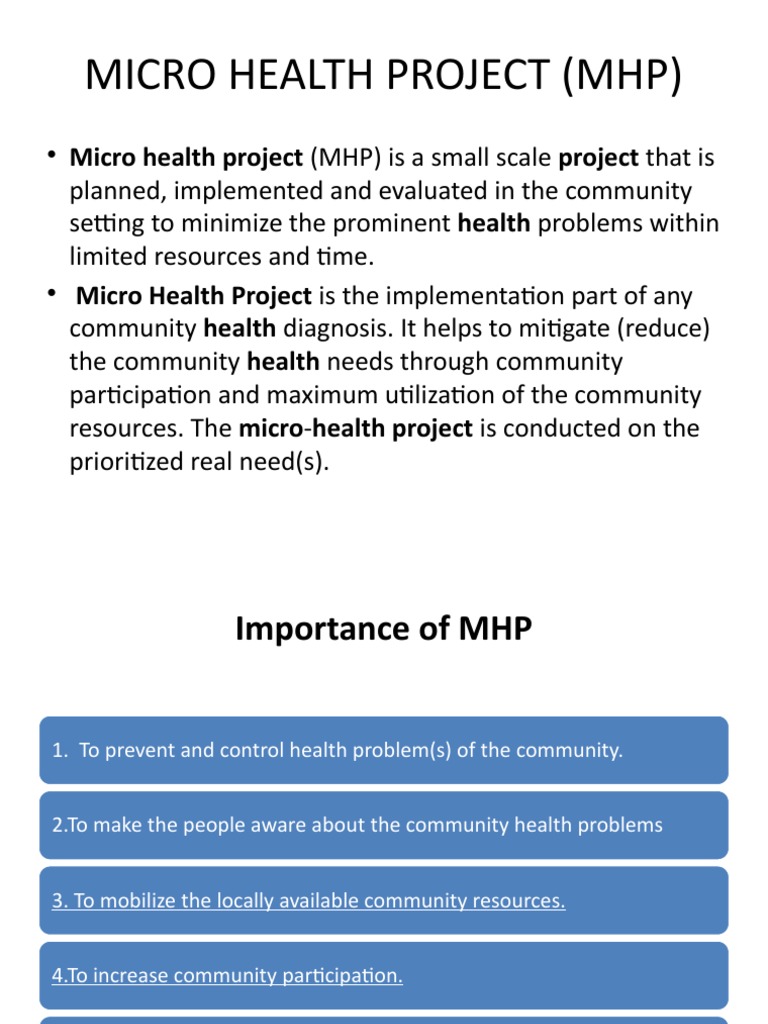 7.micro Health Project (MHP) | PDF | Evaluation | Goal