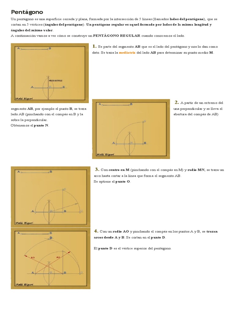 Construcción de un Pentágono Regular | PDF | Geometría Elemental ...