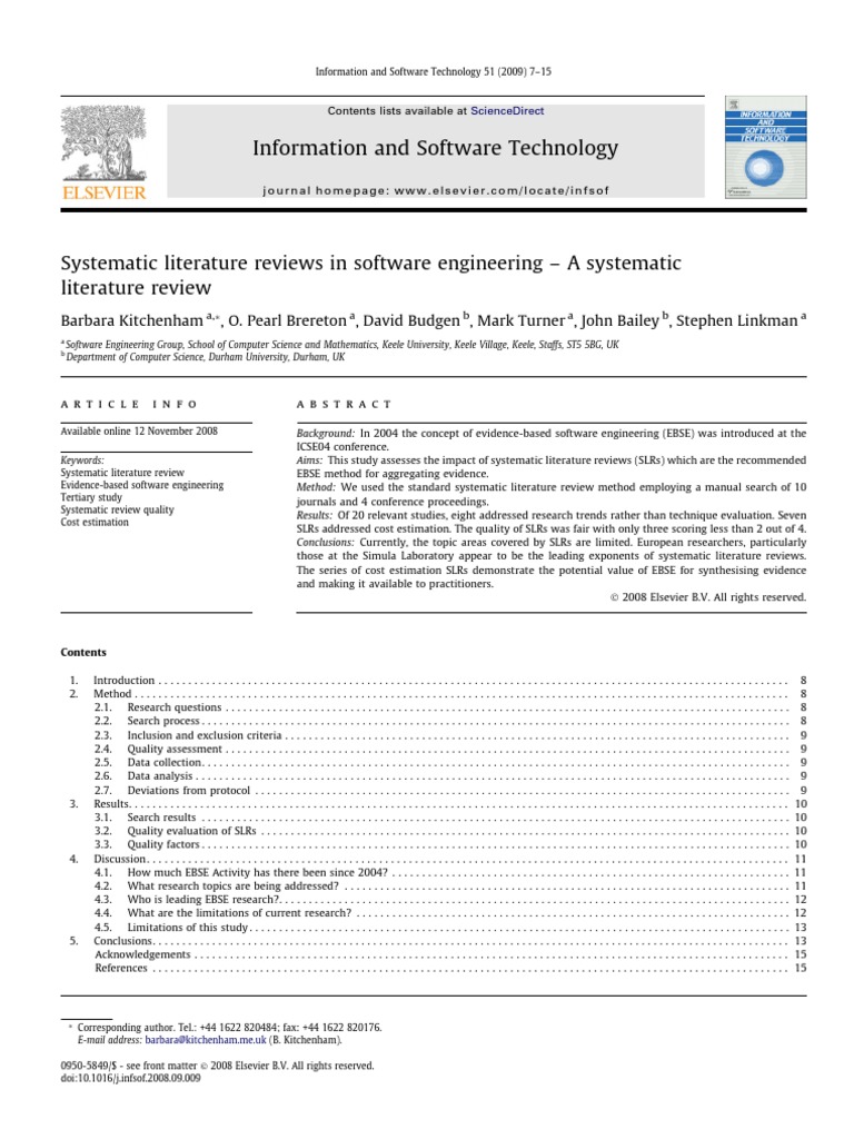 Systematic Reviews in Software Engineering | PDF | Evidence Based Medicine | Systematic Review