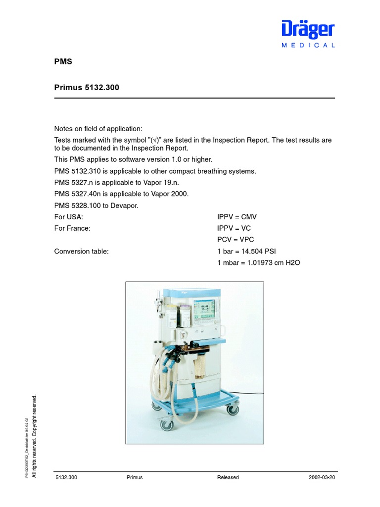 Drager Primus PMS | PDF | Valve | Leak