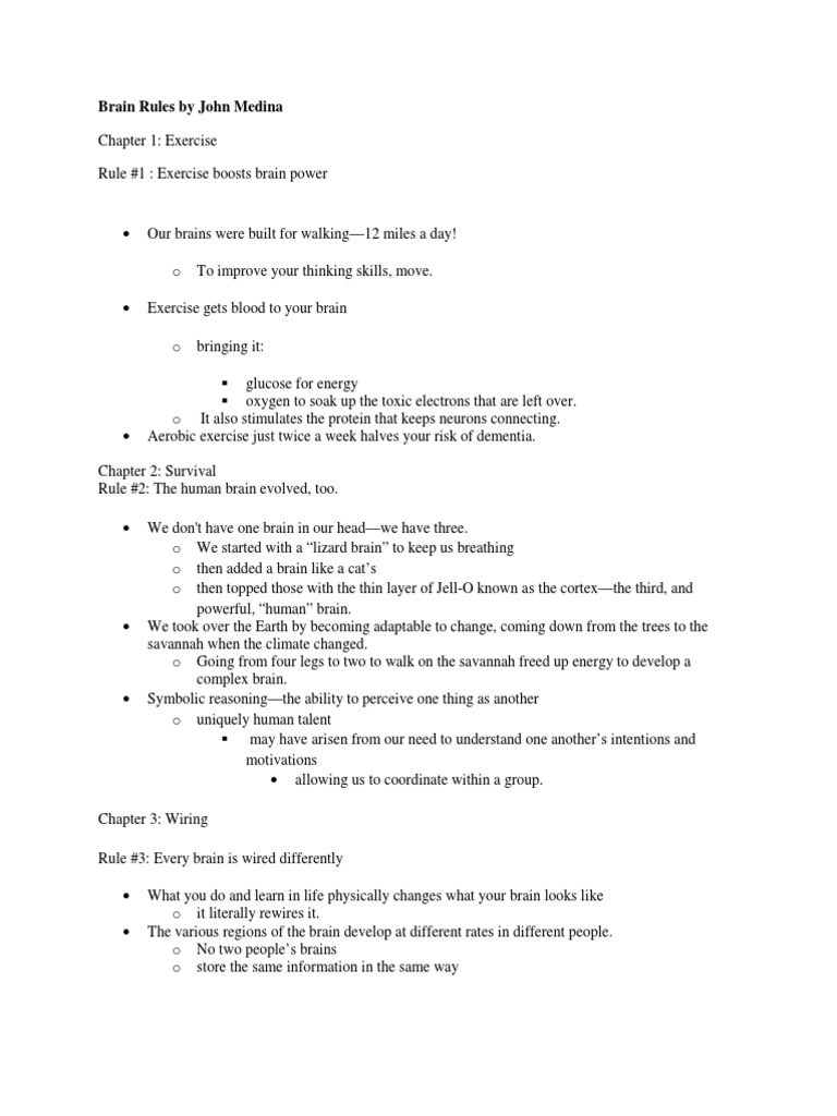 Brain Rules: Key Insights by John Medina | PDF | Long Term Memory | Memory