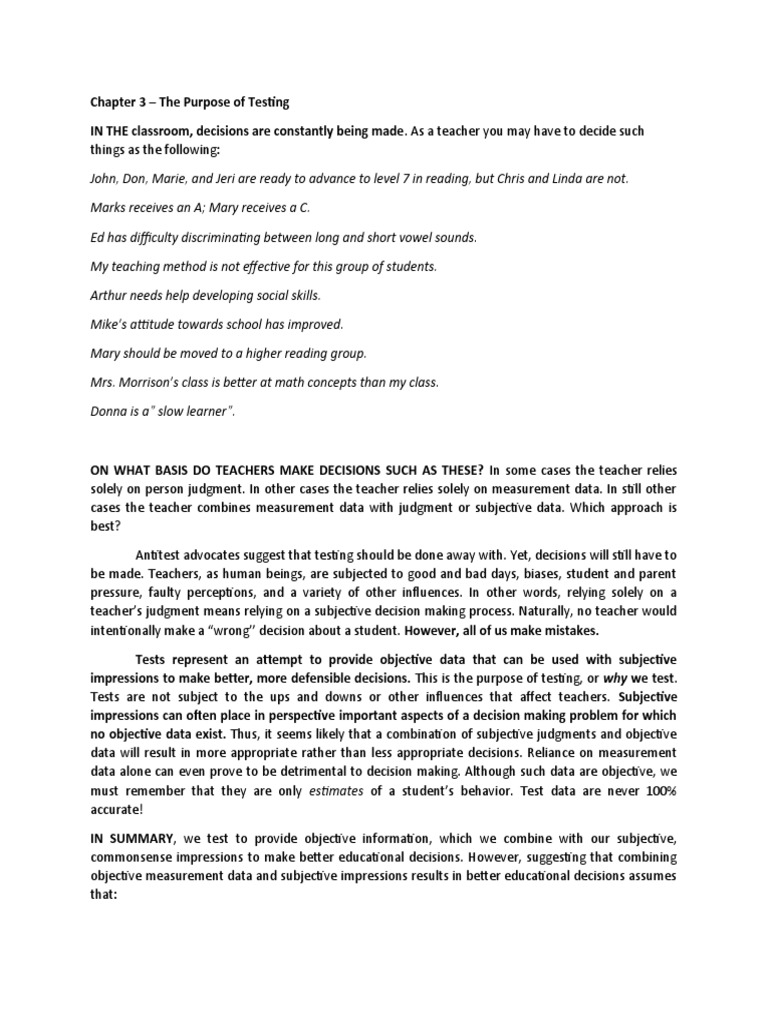 The Purpose of Testing | PDF | Test (Assessment) | Multiple Choice