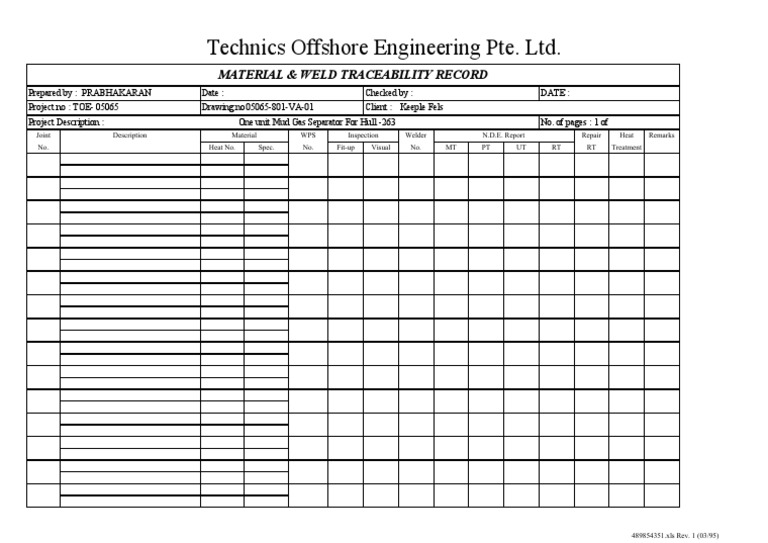 Material-Weld Traceability | PDF