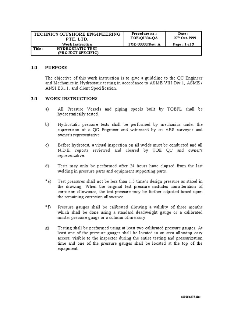 Hydrotest QI304-sample | PDF | Gases | Mechanical Engineering