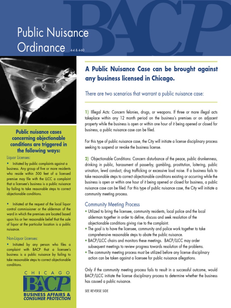 Public Nuisance Ordinance: A Public Nuisance Case Can Be Brought ...
