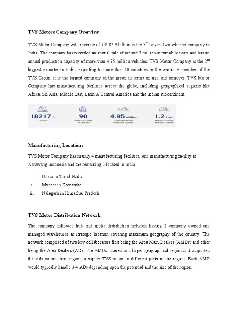 TVS Motors Company Overview | PDF | Warehouse | Transport