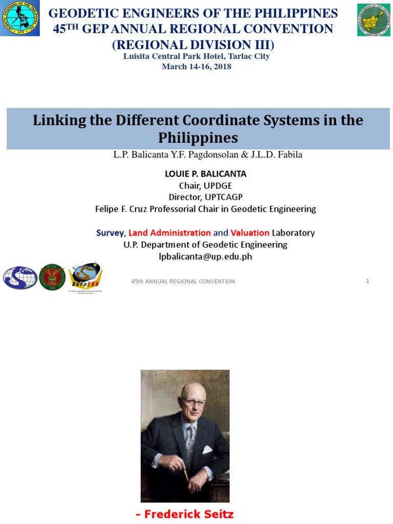 Linking The Different Coordinate Systems in The Philippines: L.P ...